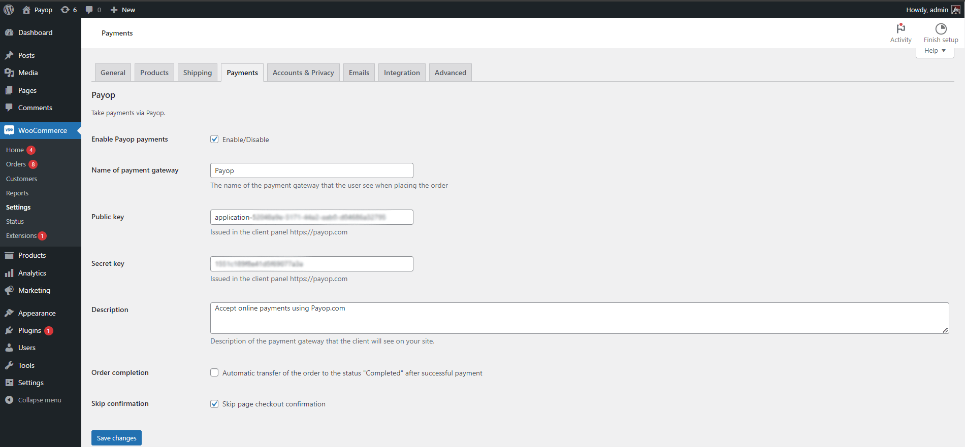 Configuring the Payop Plugin in WooCommerce - Payop